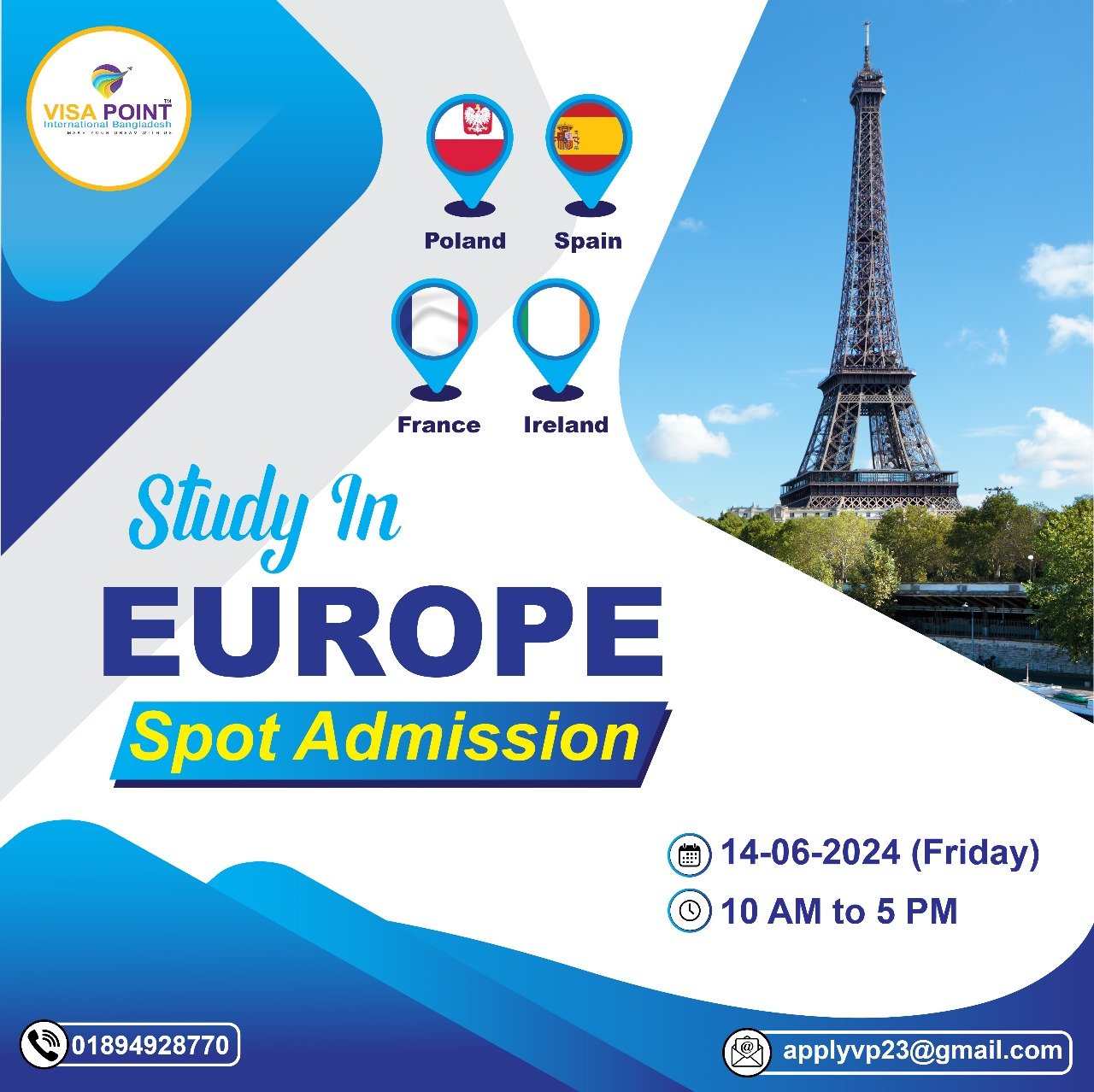 Study in Europe (Spot Admission) - Visa Point